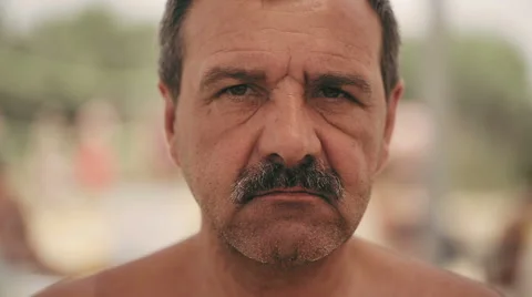 Portrait of an evil man with a mustache,... | Stock Video | Pond5