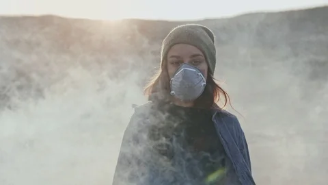 Portrait of exhausted girl in gas mask f... | Stock Video | Pond5