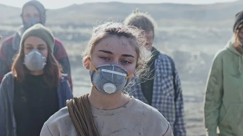 Portrait of exhausted girl in gas mask f... | Stock Video | Pond5