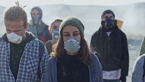 Portrait of exhausted girl in gas mask f... | Stock Video | Pond5