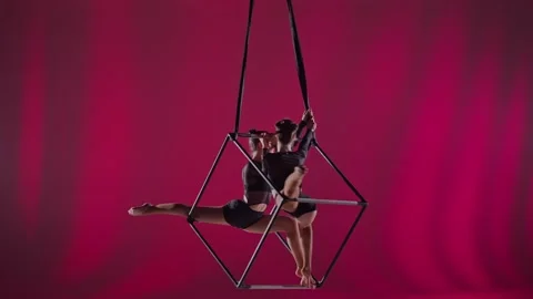 Portrait of female acrobats isolated on ... | Stock Video | Pond5