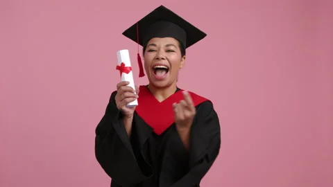 Portrait of female bachelor completing t... | Stock Video | Pond5