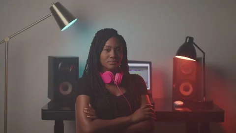 Portrait of a Female Editor with Pink He... | Stock Video | Pond5