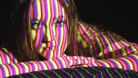 Portrait of female face. Projected line ... | Stock Video | Pond5