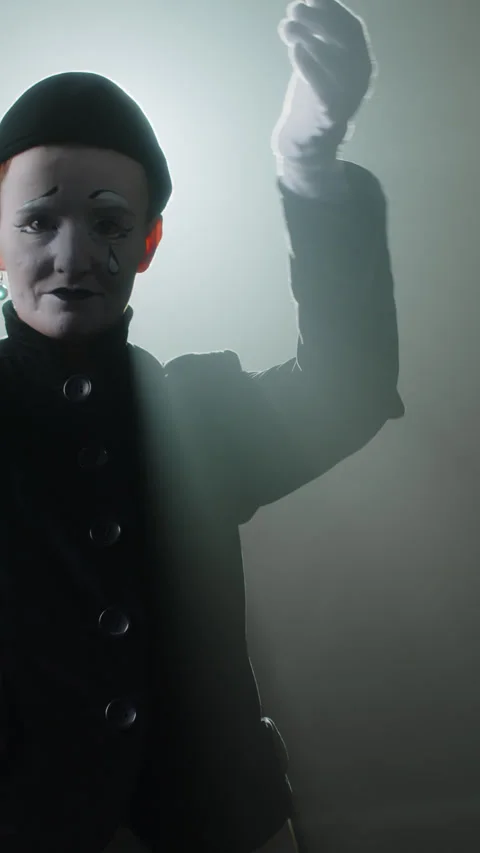 Portrait of Female Mime Artist Making Ha... | Stock Video | Pond5