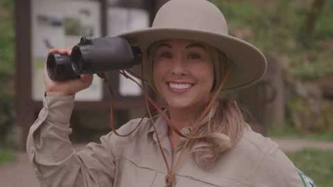 Portrait of a Female Park Ranger Outside... | Stock Video | Pond5