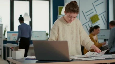 Portrait of focused startup employee loo... | Stock Video | Pond5