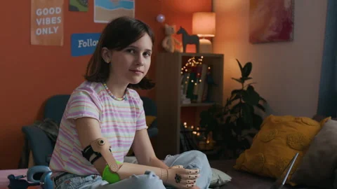 Portrait of Gen Alpha Girl with Prosthet... | Stock Video | Pond5