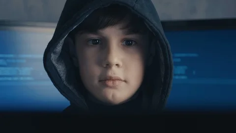 portrait of a genius boy hacker prodigy ... | Stock Video | Pond5