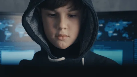 Portrait of a Genius Boy Hacker Prodigy ... | Stock Video | Pond5