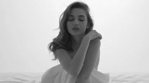 Portrait of a girl with a gentle look, c... | Stock Video | Pond5