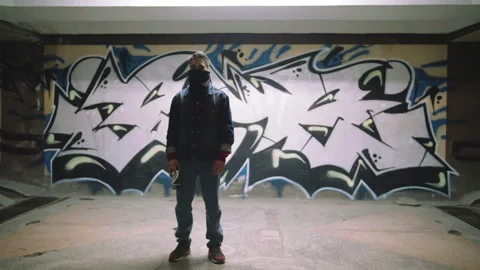 Portrait graffiti artist in subway with ... | Stock Video | Pond5