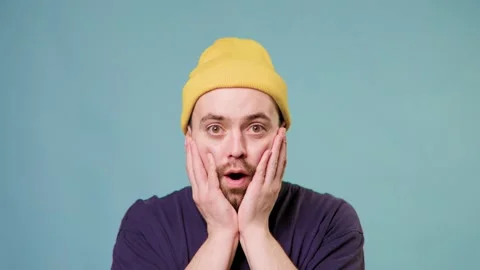 portrait of handsome guy shocked Emotion... | Stock Video | Pond5