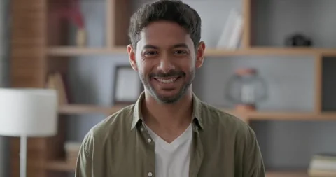 Portrait of handsome man standing inside... | Stock Video | Pond5