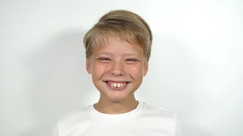 portrait of happy laughing white kid sta... | Stock Video | Pond5