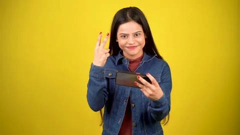 Portrait of a happy modern gamer girl pl... | Stock Video | Pond5