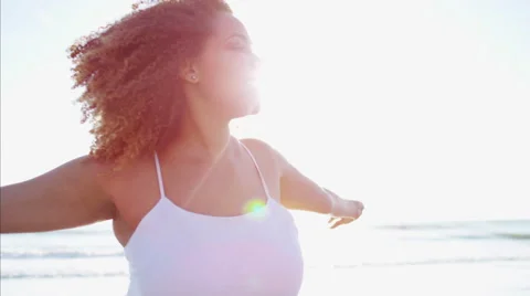 Portrait of happy relaxed afro hair Afri... | Stock Video | Pond5