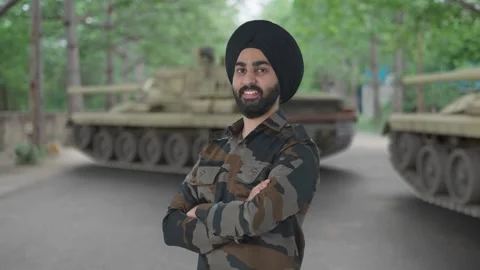Portrait of Happy Sikh Indian Army man s... | Stock Video | Pond5