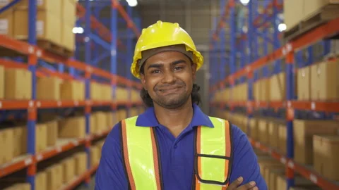 Portrait of Indian worker working in lar... | Stock Video | Pond5