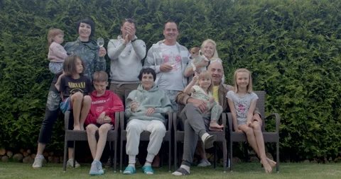 Portrait large family reunification reun... | Stock Video | Pond5