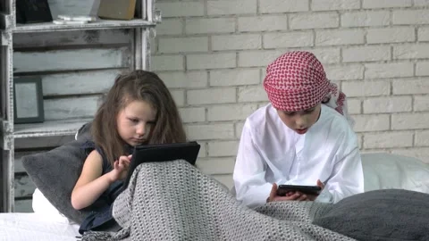 Portrait of little Arabic Muslim boy and... | Stock Video | Pond5