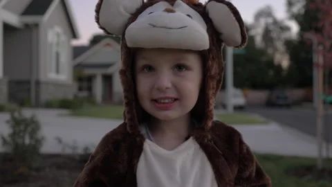 Portrait of a Little Boy in a Monkey Cos... | Stock Video | Pond5