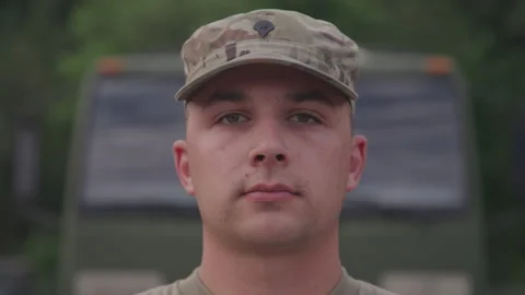 Portrait of a Low Ranking Army Man at Wo... | Stock Video | Pond5