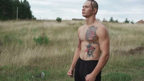 Portrait of the modern cossack looks on ... | Stock Video | Pond5