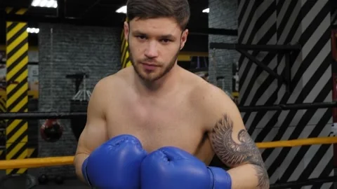 Portrait of a muscular male boxer in box... | Stock Video | Pond5