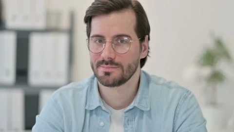 Portrait of No Sign by Young Man by Head... | Stock Video | Pond5