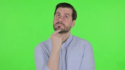 Portrait of Pensive Man Thinking, Green ... | Stock Video | Pond5