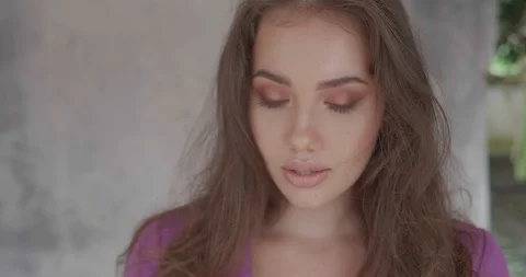 Portrait of pretty girl with photo booth... | Stock Video | Pond5