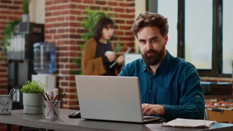 Portrait of project manager sending prof... | Stock Video | Pond5
