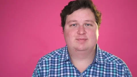 Portrait of real fat people, man looking... | Stock Video | Pond5