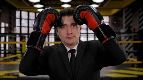 Portrait of a sad businessman in boxing ... | Stock Video | Pond5