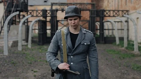 Portrait of a sad German soldier standin... | Stock Video | Pond5