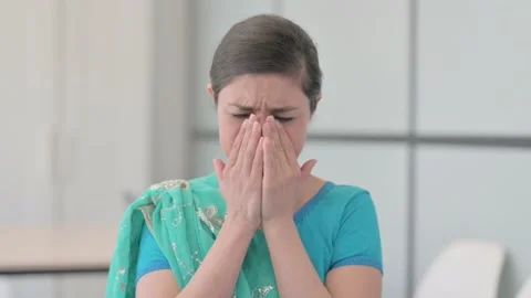 Portrait of Sad Indian Woman in Sari Cry... | Stock Video | Pond5