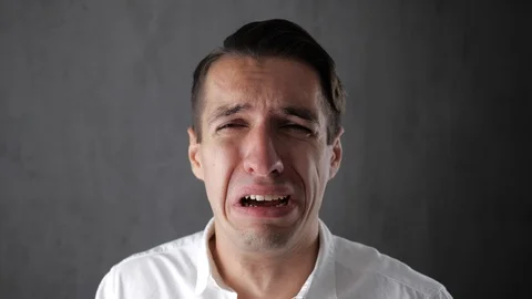 Portrait of sad man crying with tears in... | Stock Video | Pond5