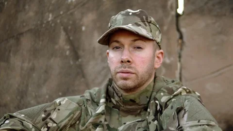 Portrait Of Sad, Tired Young Army Soldie... | Stock Video | Pond5
