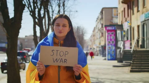 Portrait of a sad Ukrainian woman with a... | Stock Video | Pond5