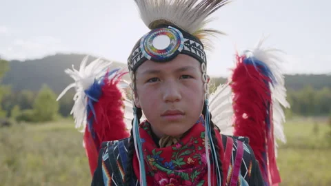 Portrait Shot of Young Indigenous Boy we... | Stock Video | Pond5