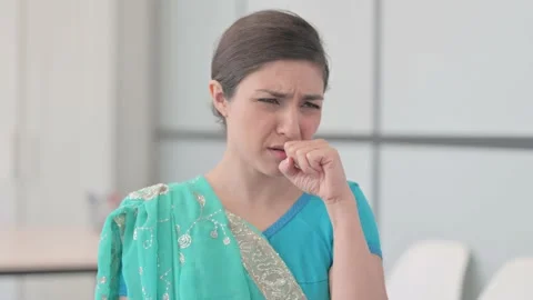 Portrait of Sick Indian Woman in Sari Co... | Stock Video | Pond5