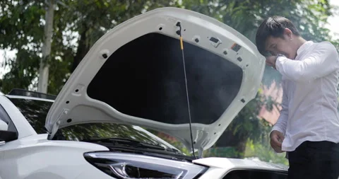 Portrait side view of Man open the hood ... | Stock Video | Pond5