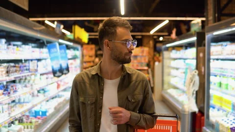 Person Walking Supermarket Aisle Stock Video Footage | Royalty Free ...