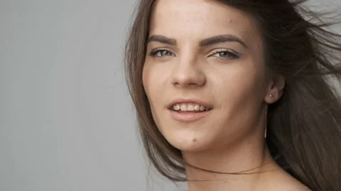 Portrait of a smiling pretty 25 year old... | Stock Video | Pond5