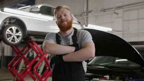 Portrait of a smiling successful car mec... | Stock Video | Pond5