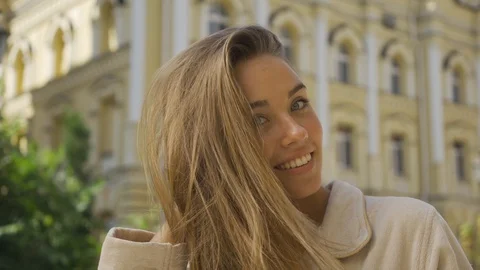 Portrait of smiling young woman sending ... | Stock Video | Pond5