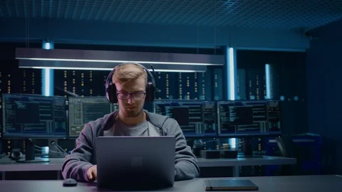 Portrait of Software Developer / Hacker ... | Stock Video | Pond5