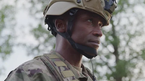 Portrait of a Soldier Looking up to the ... | Stock Video | Pond5