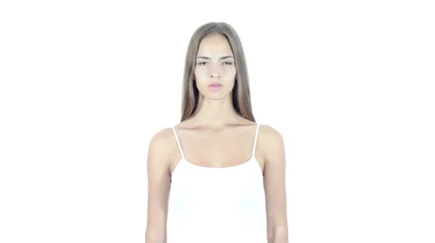 Portrait Of Standing Woman , White Back... | Stock Video | Pond5